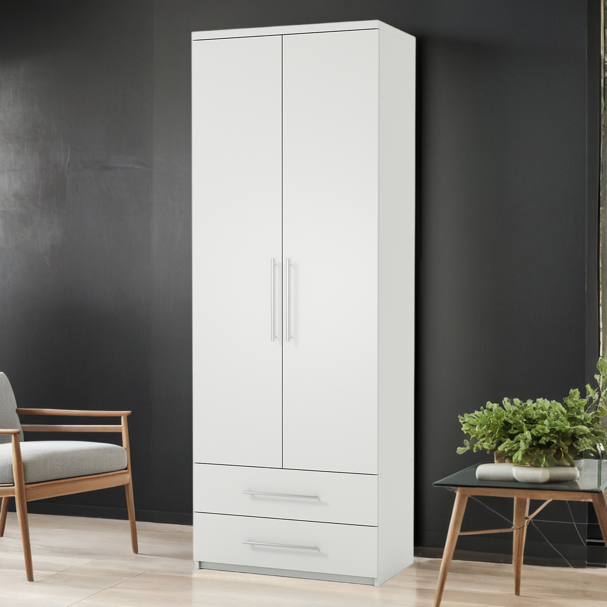 Шкаф комбинированный с ящиками Ритм МКЯ-22 80х60х240 Белый текстурный