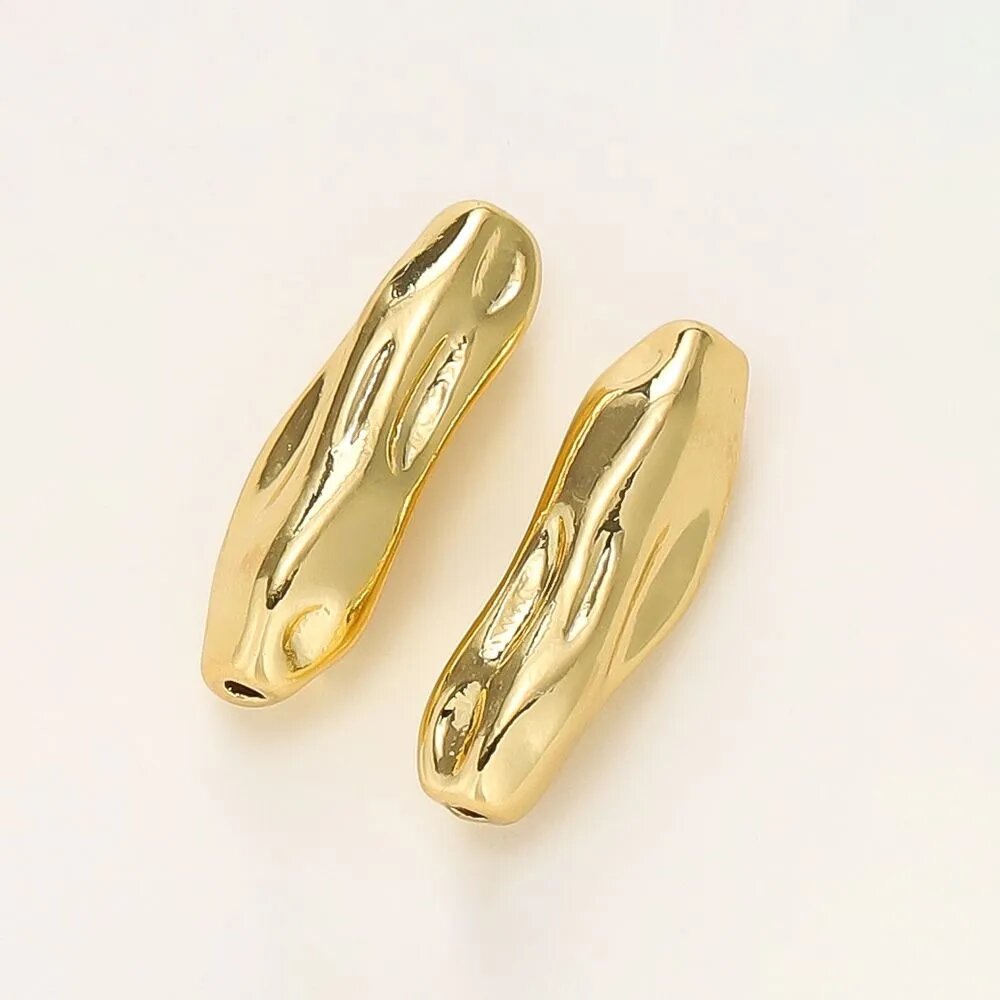 Нитяные длинные бусины для бижутерии, длина 17,5 мм, 4 штуки, 18-каратное золото.