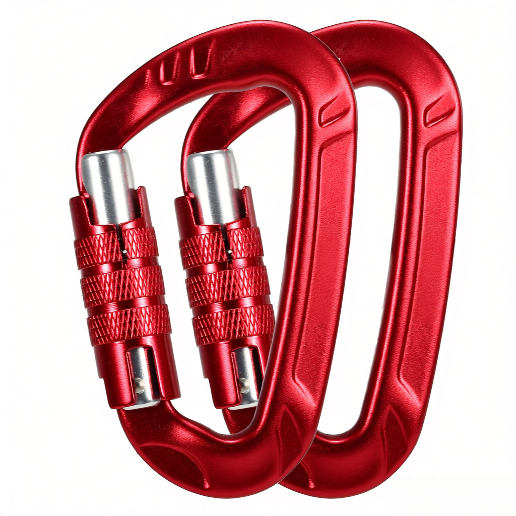 2pcs карабины D-Ring с замком 12KN, черный/синий/красный, 7075 алюминиевый сплав, разрывная нагрузка 1200кг, разрыв ворот 14мм, размер 80*50мм, вес 29.8г для кемпинга, альпинизма, походов