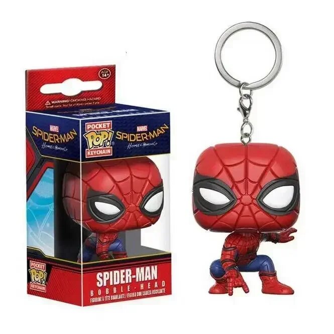 Карманный брелок Funko Pop SPIDER MAN, железный паук, брелоки для ключей, Питер Паркер, подвеска для ключей, игрушки, фигурки, брелоки, подарок на день рождения, детская игрушка