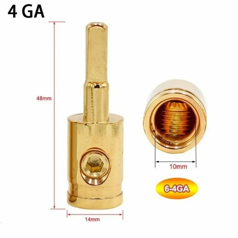Клеммы аудиокабеля 4GA, золотые