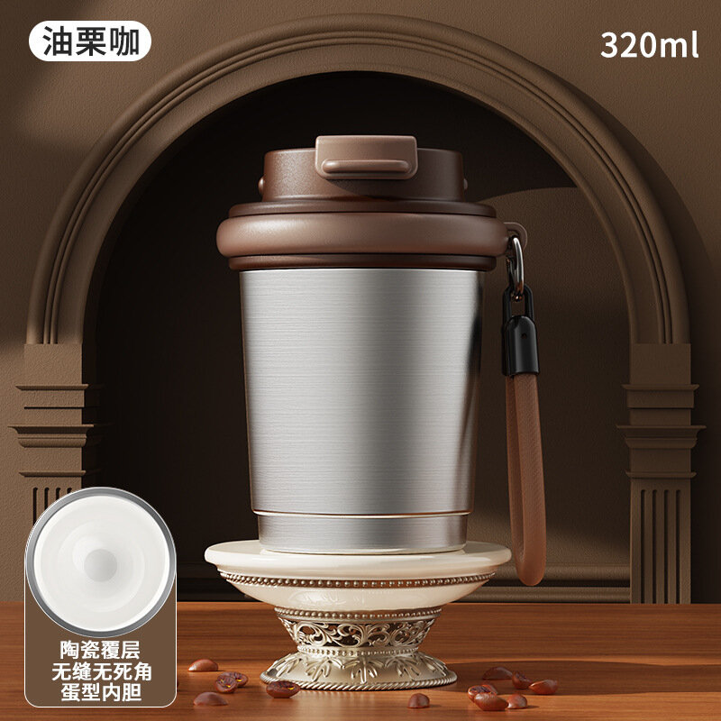 Модная брендовая кофейная кружка из нержавеющей стали 316, высококачественная керамическая термокружка, портативная дорожная кружка, интернет-знаменитость, кружка для воды, настраиваемая