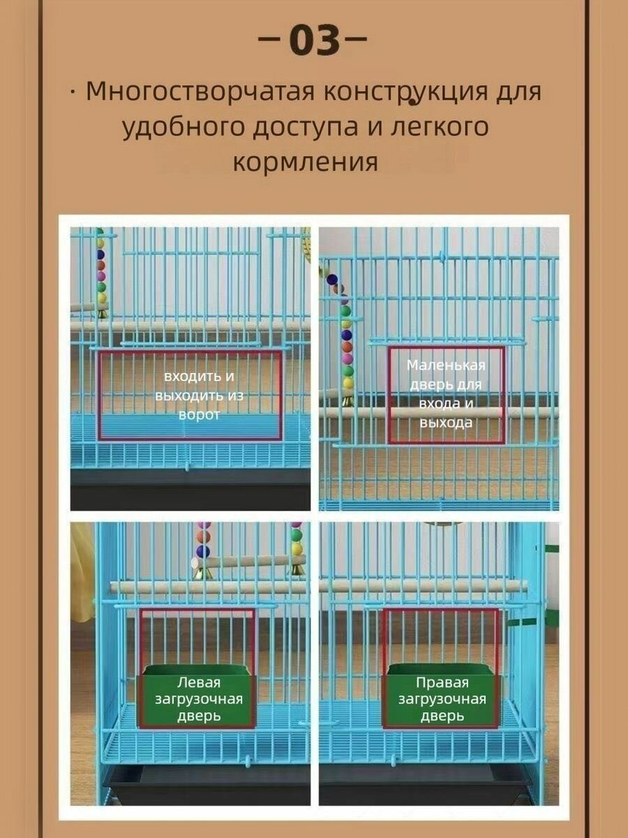 Прочная клетка 40x30x30 см для голубей, майн и волнистых попугаев премиум