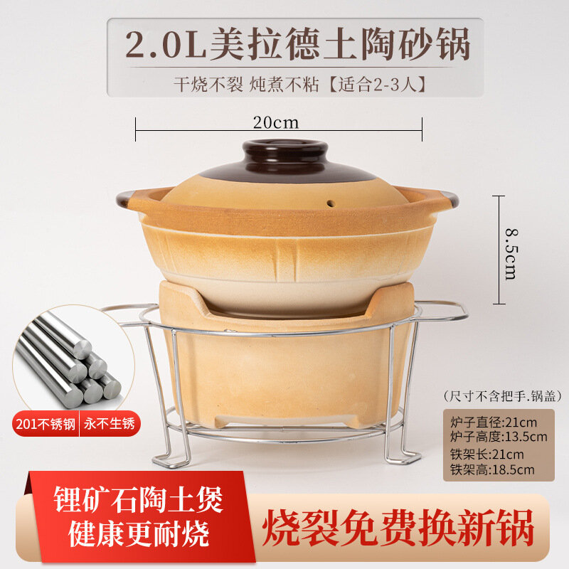 Старинный глиняный горшок с угольной плитой для приготовления риса в глиняном горшке, тушения и супа, специальный неглубокий горшок для газовой плиты, маленький глиняный горшок для обжаривания