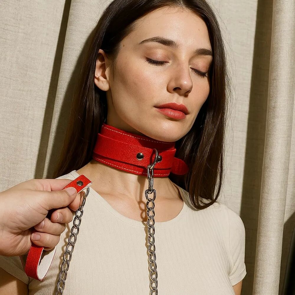 Ошейник для ролевых игр, для секса, БДСМ, кожаный, мужской и женский, для взрослых эротический, 18+ интимный широкий