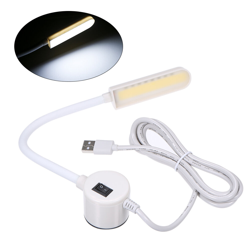 Рабочее Освещение: COB-Лампа с USB-Питанием и Антибликовым Покрытием - Гибкая Гусиная Шея для Точного Направления Света Освещение для Швейных Машин и Домашних Работ с Адсорбционным Основанием