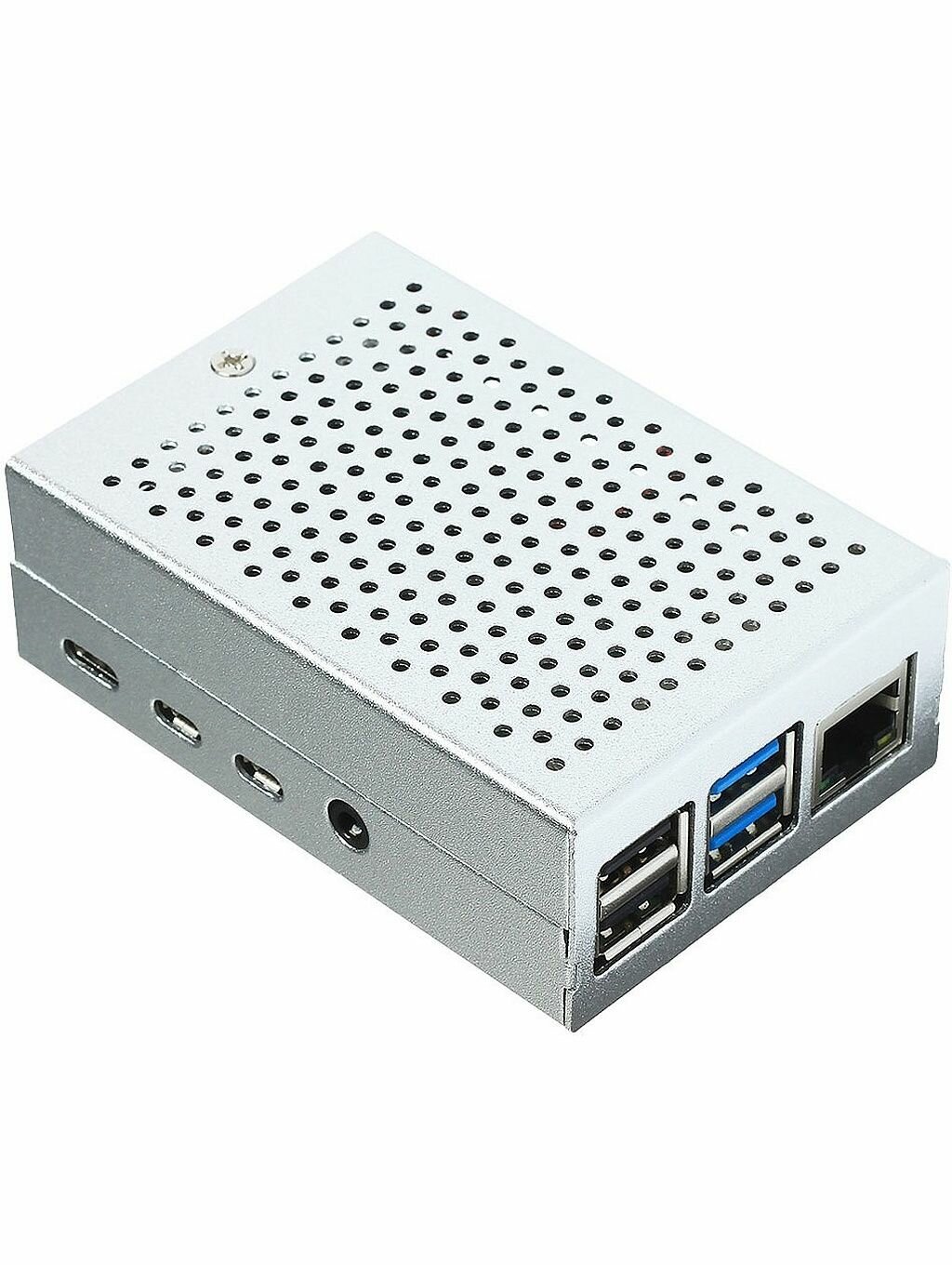 Корпус серебро алюминиевый с кулером для Raspberry Pi 4