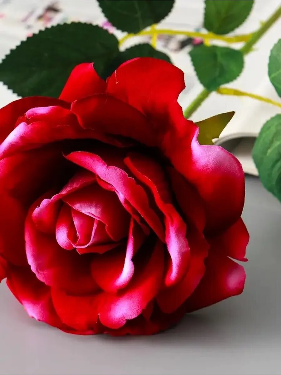 Искусственная роза Аманда сиреневая, бархат, 58 см