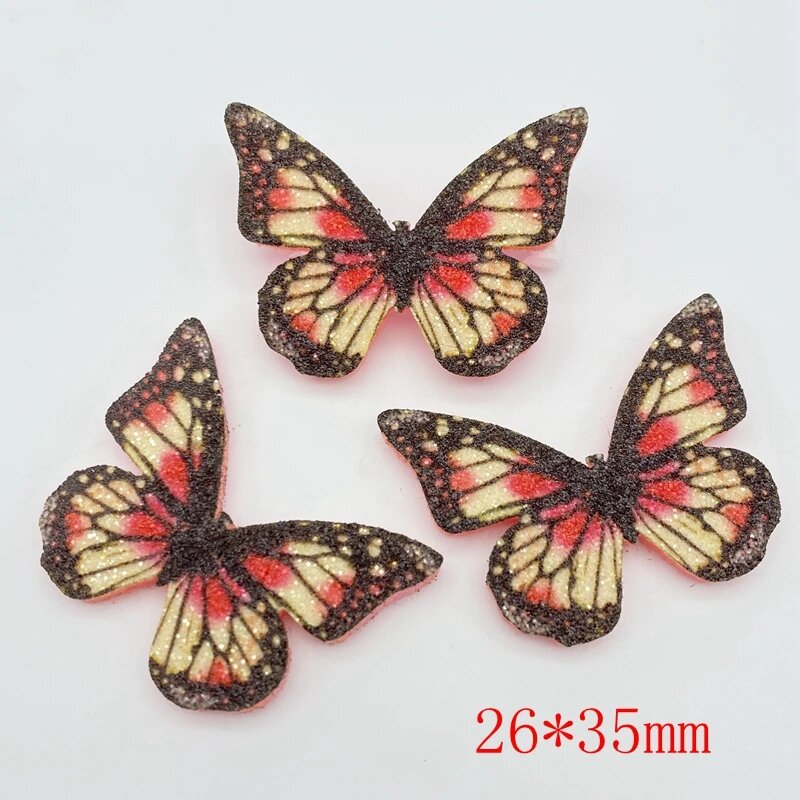 Блестящие синие фетровые бабочки аппликации G78 G