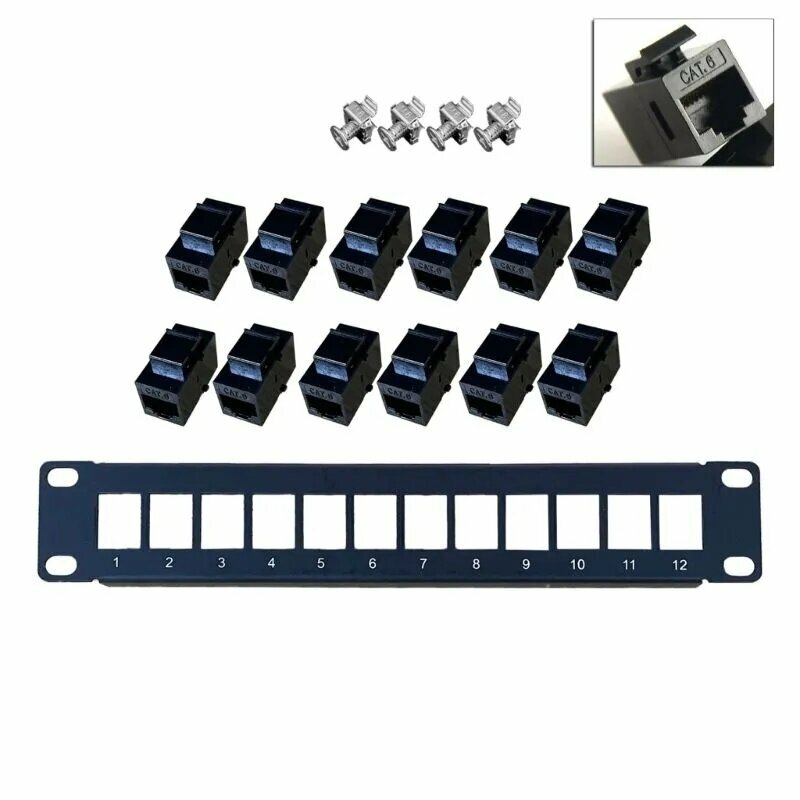 Патч-панель 12 портов CAT6 10G 1U