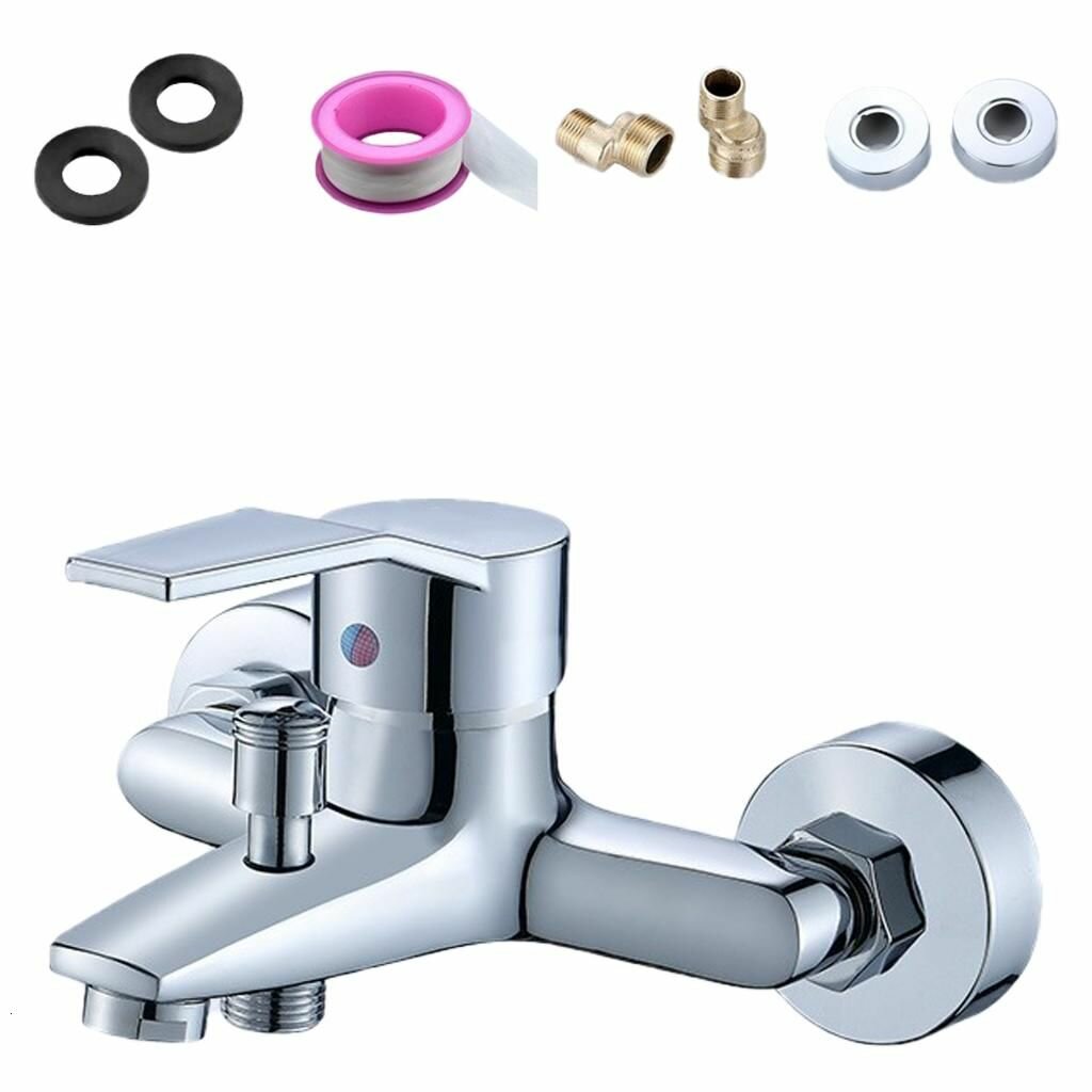 Настенный смеситель для ванной комнаты с двумя изливами для душа, - 2