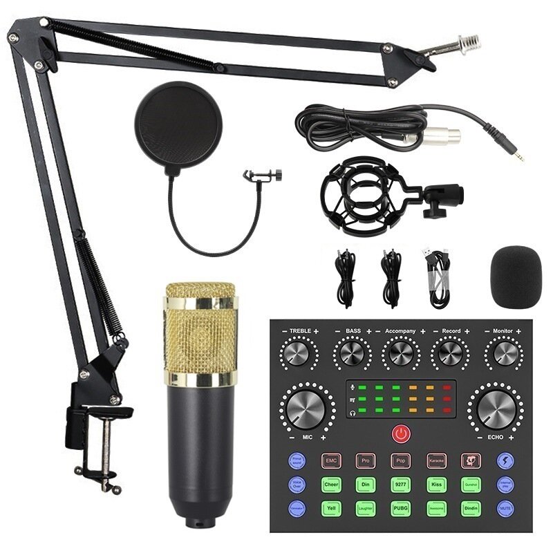 Кросс-бордерный конденсаторный микрофон BM800, звуковая карта V8, мобильный телефон, компьютер, стример, караоке, запись, набор для прямой трансляции