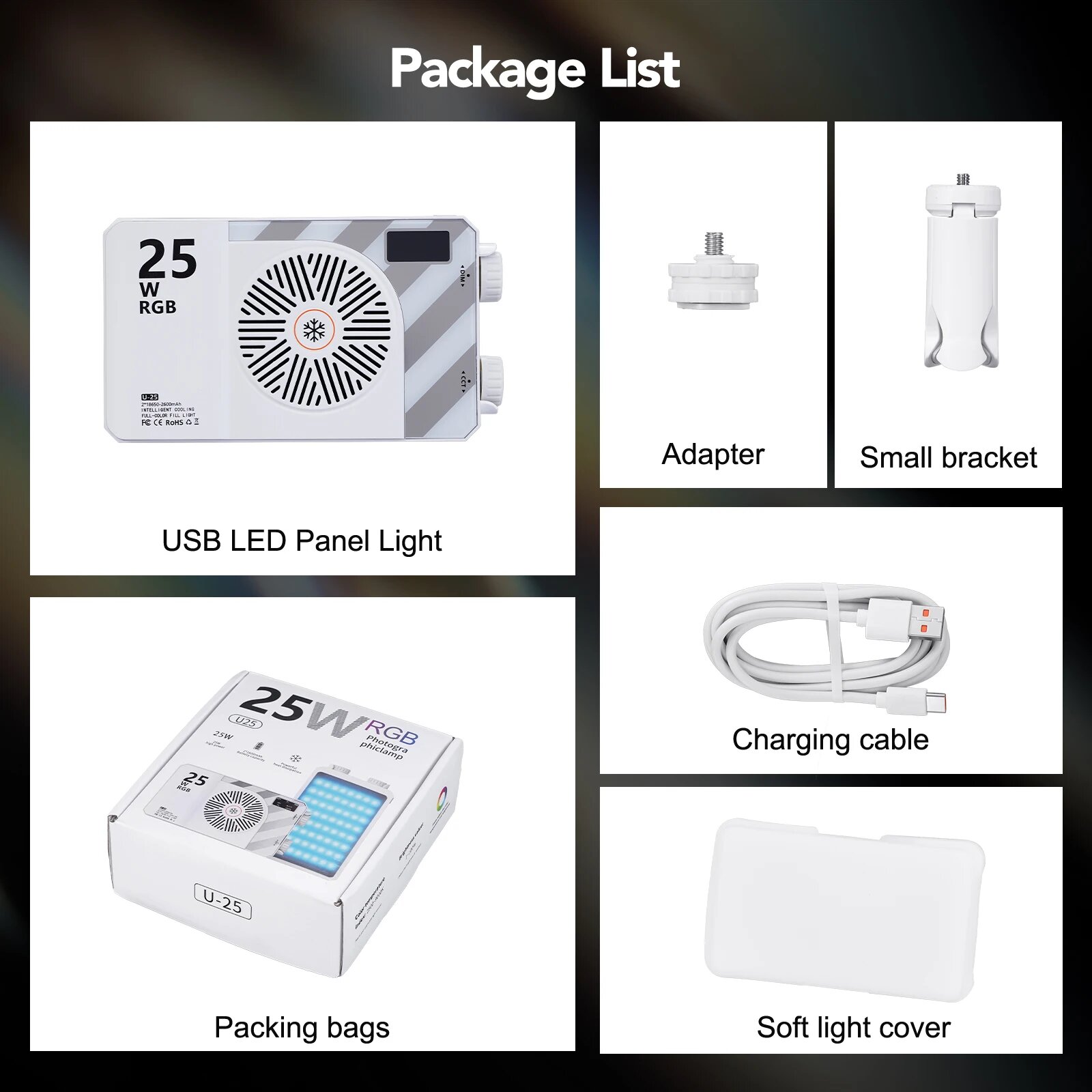 25W RGB LED панель U25 для фото и видео