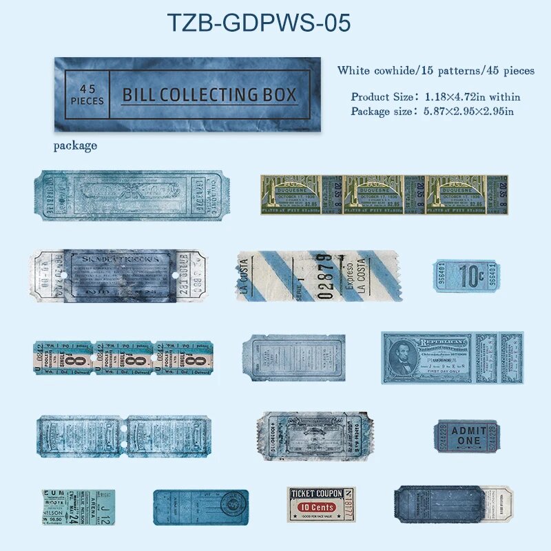 Винтажная наклейка с пейзажем Голубой, TZB-GDPWS-05
