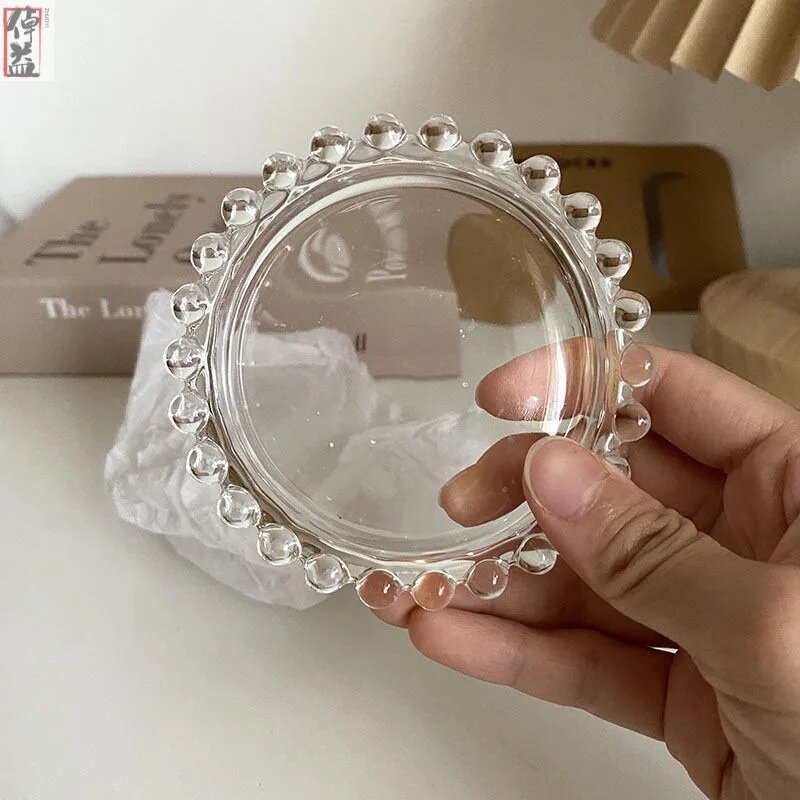 Прозрачный стеклянный поднос 9 x1cm A