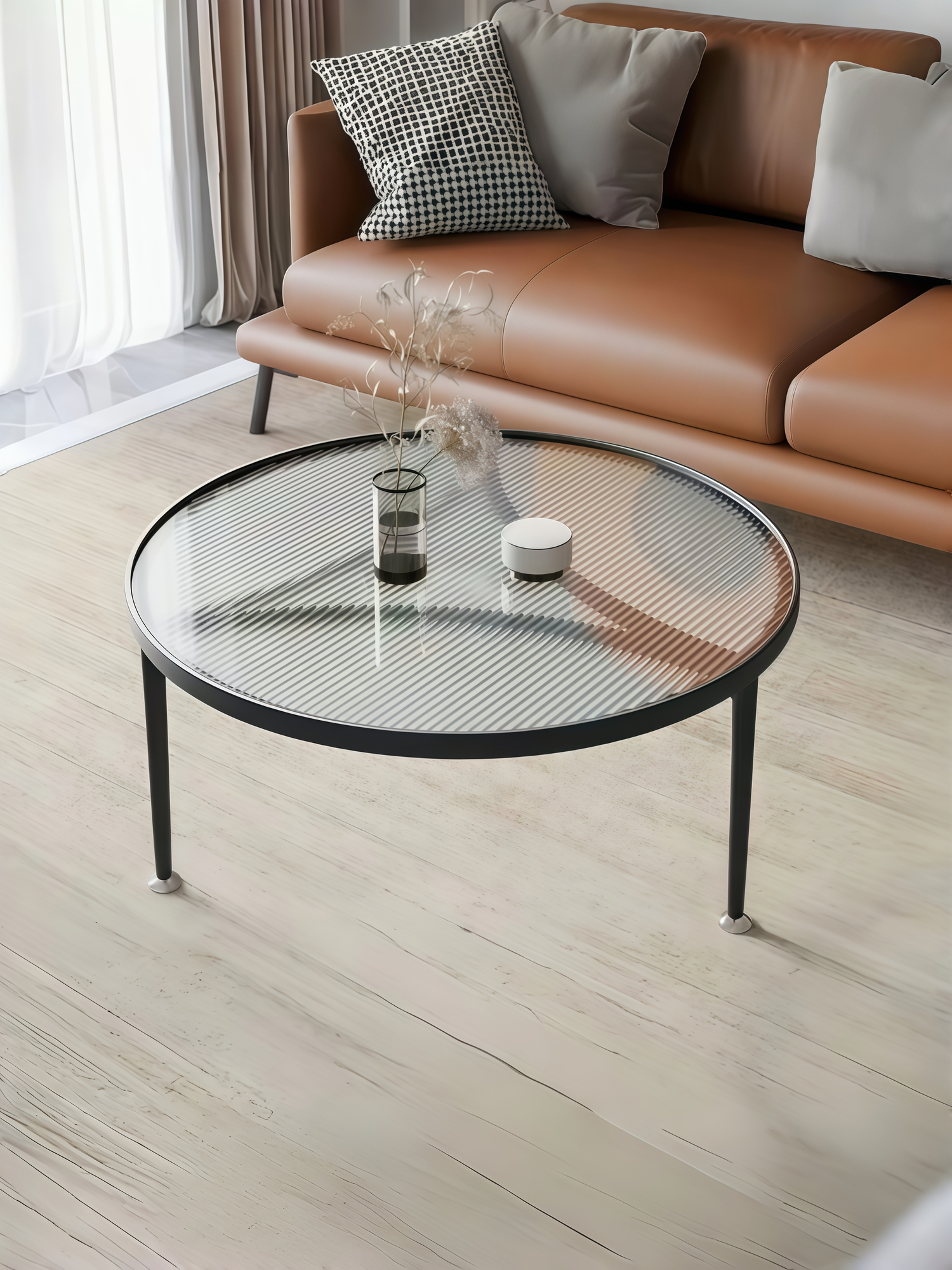 Журнальный столик "Modern Edge", стекло, металл, минимализм, цвет черный, 60 см x 60см x 45см