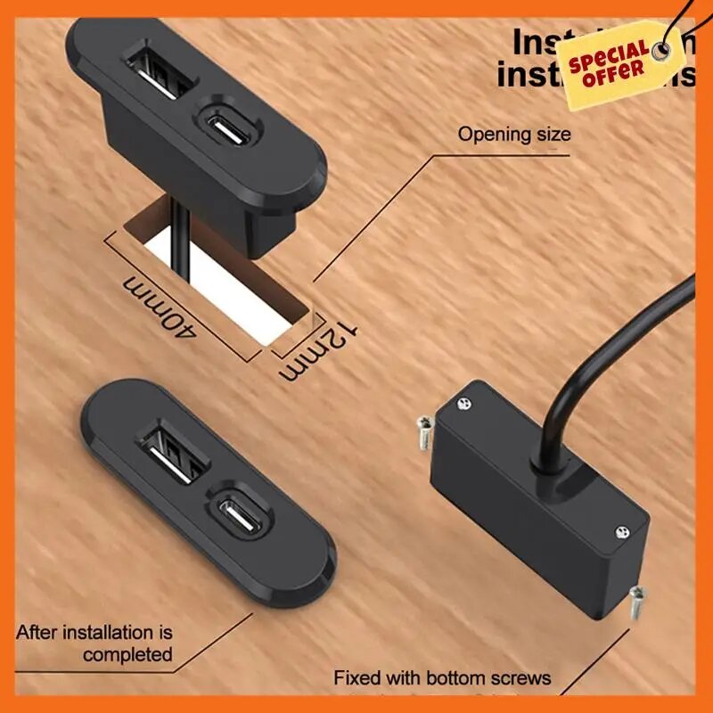 -A20Z Настольная встроенная USB-розетка с двумя USB-разъемами для зарядки Компьютерный стол Офисная мебель Аксессуары