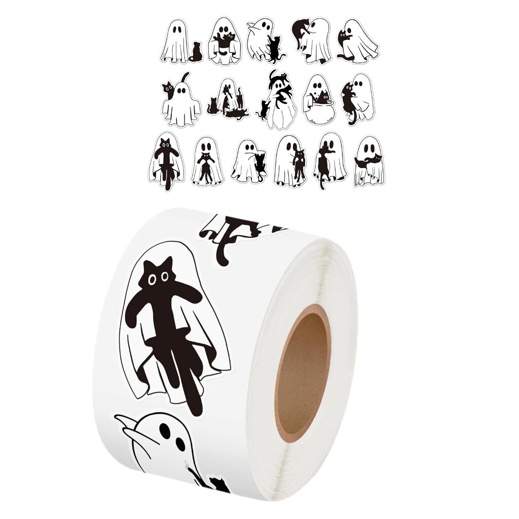 500шт Хэллоуин Призрачная Наклейка Съемная Клейкая Уплотнительная Этикетка для Художественного Ремесла, Упаковки Для Скрапбукинга, Украшения Дома