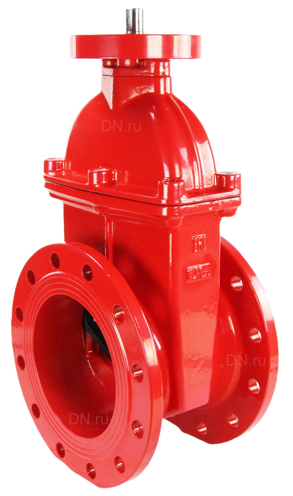 Задвижка клиновая 30ч939р красная DN. RU-300-10-GGG50-EPDM-F4-RED Ду300 Ру10 корпус - чугун GGG50, крышка - чугун GGG40, обрезиненный клин - EPDM, для воды, T110-120°C, фланцевая с ISO-фланцем под электропривод, L=270 мм, шток 25, шпонка 8, F14