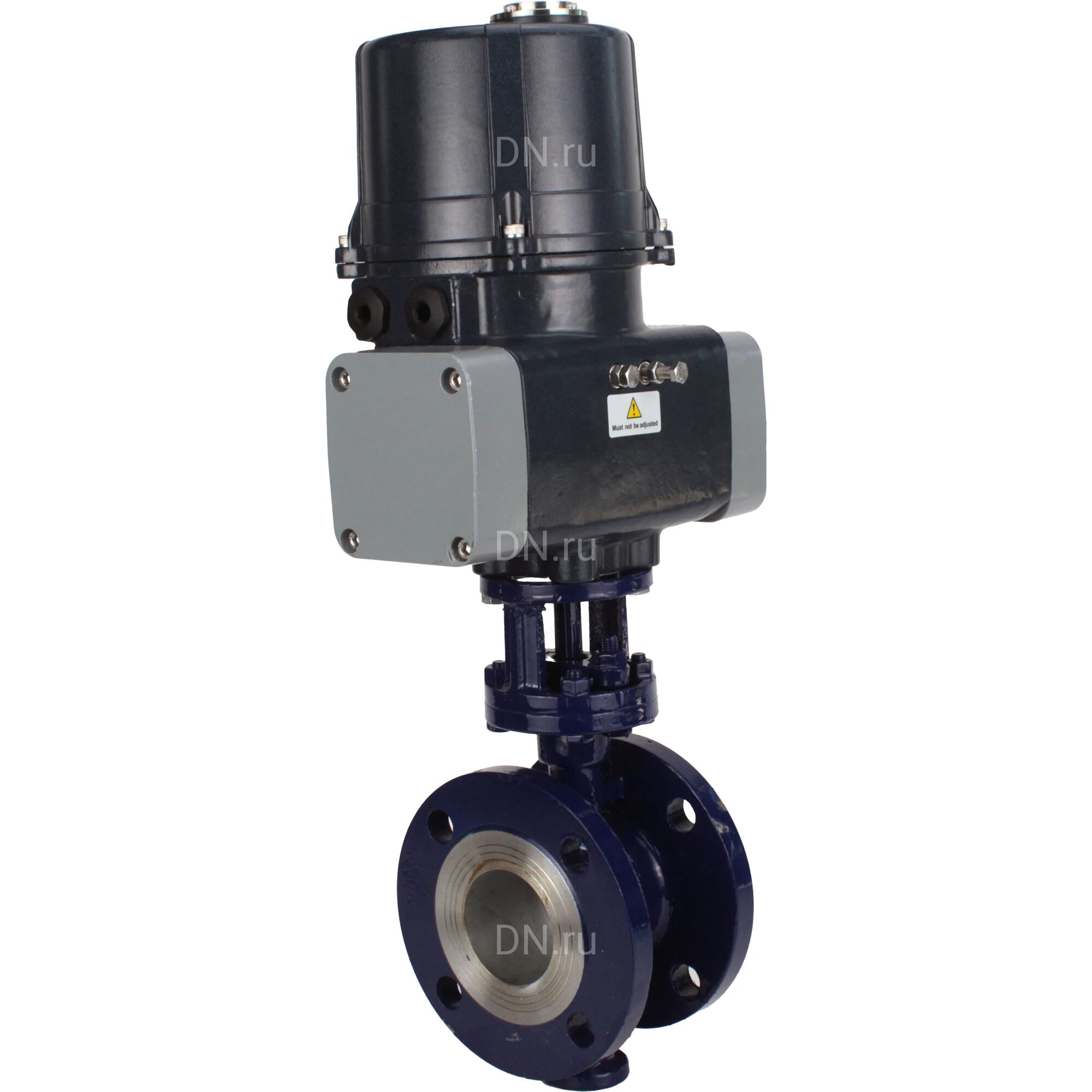 Затвор дисковый поворотный с тройным эксцентриситетом DN.ru WCB-304-M-F-ISO Ду100 Ру25 фланцевый, корпус углеродистая сталь WCB, диск нержавеющая сталь 304, уплотнение METAL, с электроприводом четвертьоборотным DN. ru ЭПВП-020 220В с пружинным возвратом