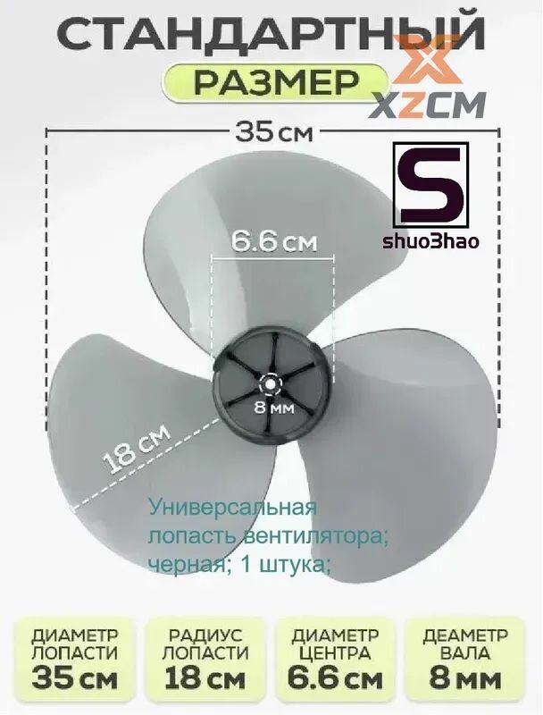 Лопатка вентилятора 35 см для универсальной модели. Крыльчатка 400 мм.-1 шт