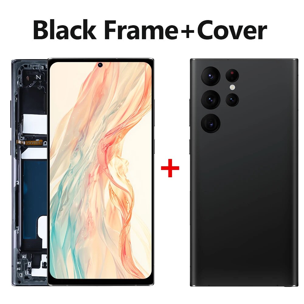 Новый AMOLED-дисплей EU 6,78 дюйма для Samsung Galaxy S22 Ultra 5G LCD S908 S908B S908U с рамкой, замена дигитайзера сенсорного экрана