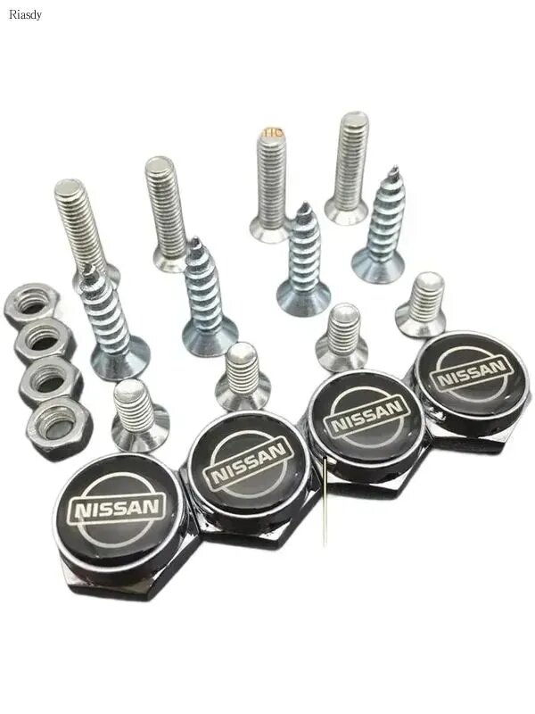 Комплект болтов крепления номерного знака с логотипом Nissan. 4 шт.