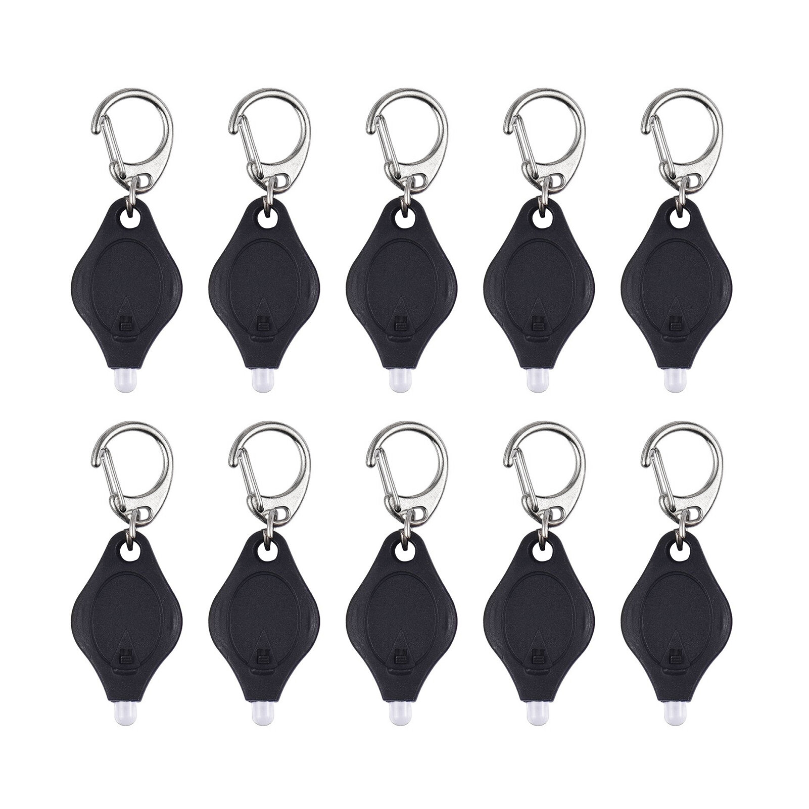 10PCS Ключница фонарик портативный мини светодиодный фонарик на цепочке для ключей аварийный свет для походов лампа для рюкзака для открытом воздухе, цвет корпуса: белый, черный, синий, желтый, фиолетовый, красный, зеленый (выбор), размер продукта: