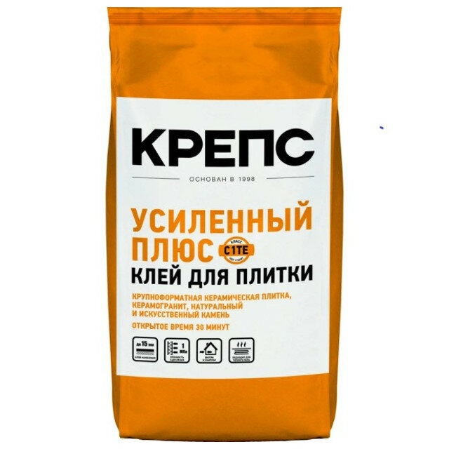 Клей плиточный крепс Усиленный Плюс, морозостойкий, для внутренних и наружных работ, 5 кг