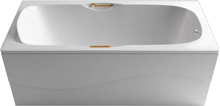 Ванна из искусственного камня Фэма Алассио 150x75, на ножках, пристенная, прямоугольная, белая, глянцевая, фурнитура бронза