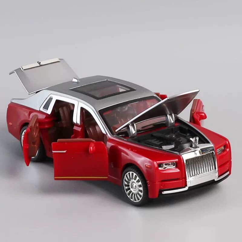 Набор игрушечных машинок 6-дверный Rolls-Royce Phantom с звуком и светом, красный, устойчивый к падению, для мальчиков,