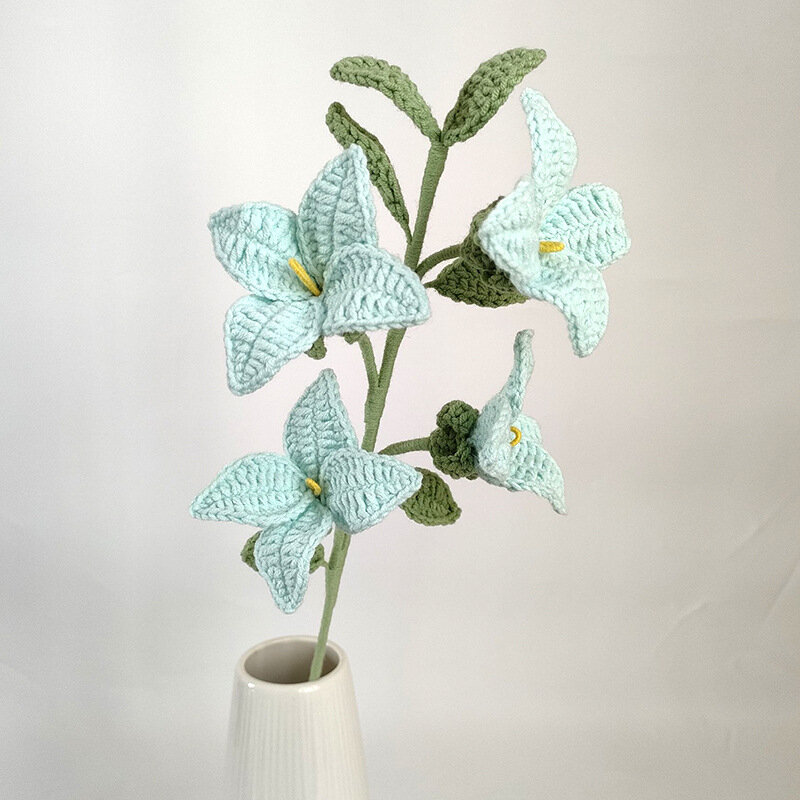 Вязаный букет из четырех цветов Lianqiao, готовый ручной вязки, искусственный цветок, декор для гостиной, вязаный цветок