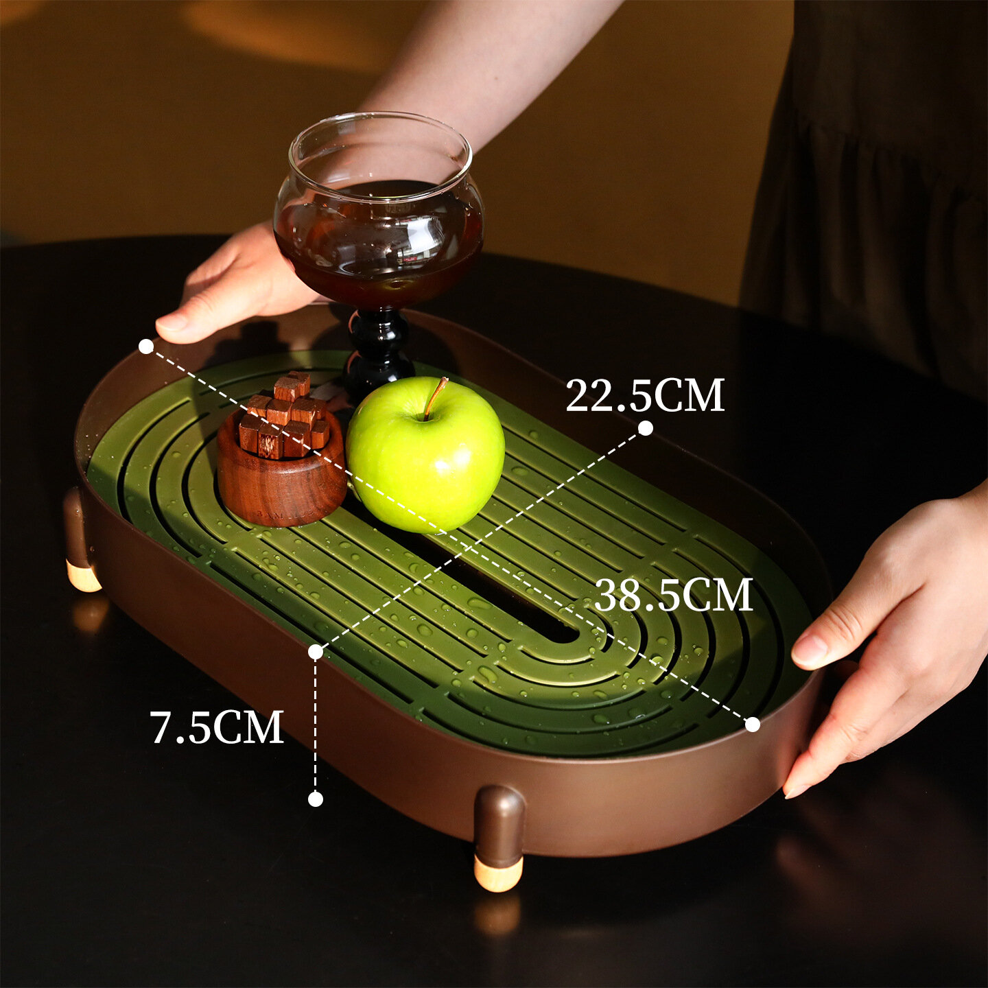 Поднос для чая с дренажем 2025 Новая модель Домашний держатель для чашек Легкая роскошь Высококачественный поднос для фруктов Оригинальный дизайн с цветными блоками