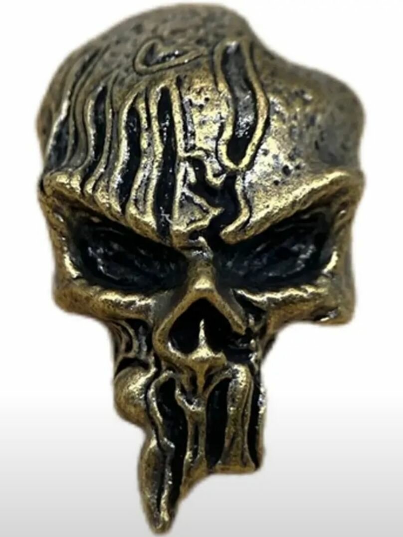 Бусина темлячная "Череп со шрамом". для ножа. темляк. отверстие 6 мм.