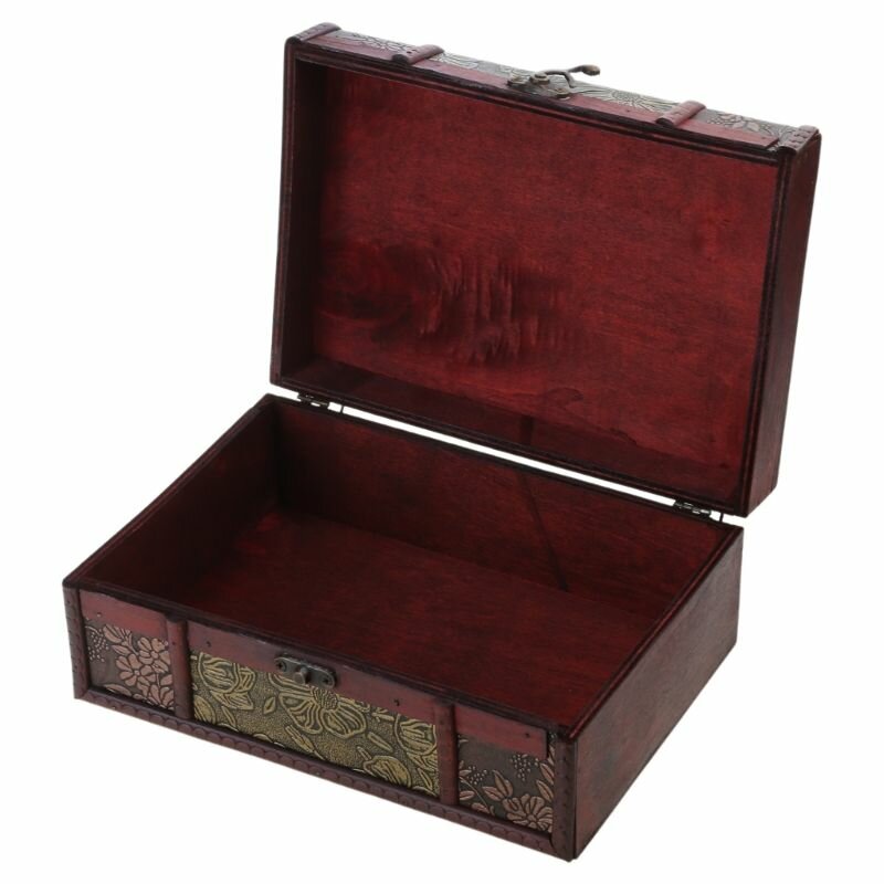 Ретро деревянная коробка с замком для хранения настольных книг-lotus original