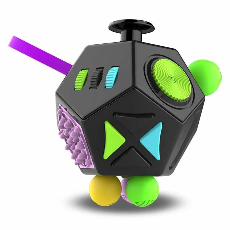 Игрушка антистресс 12 сторонний Fidget Cube 2.0, развивайка для детей, от стресса B2 Дикая черная