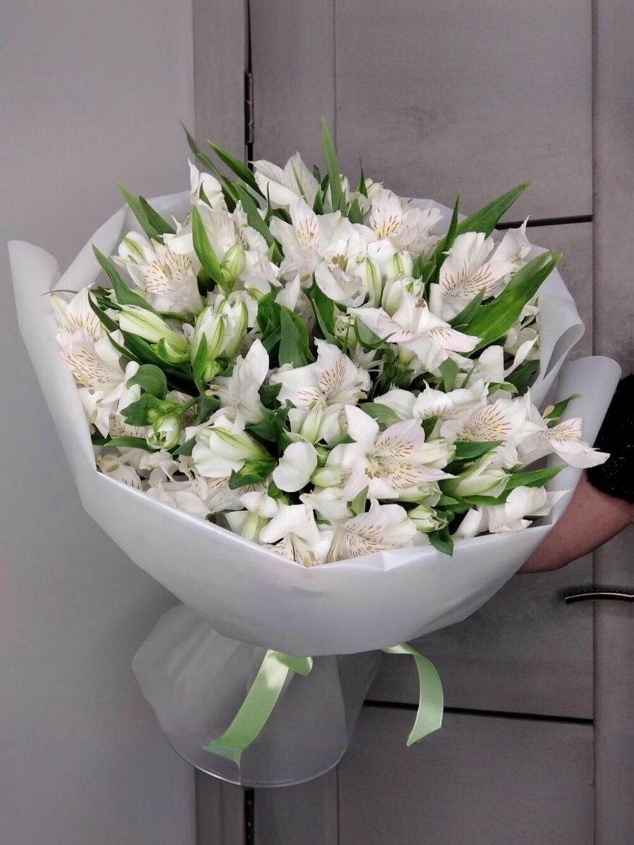 Букет из 19 белых альстромерий