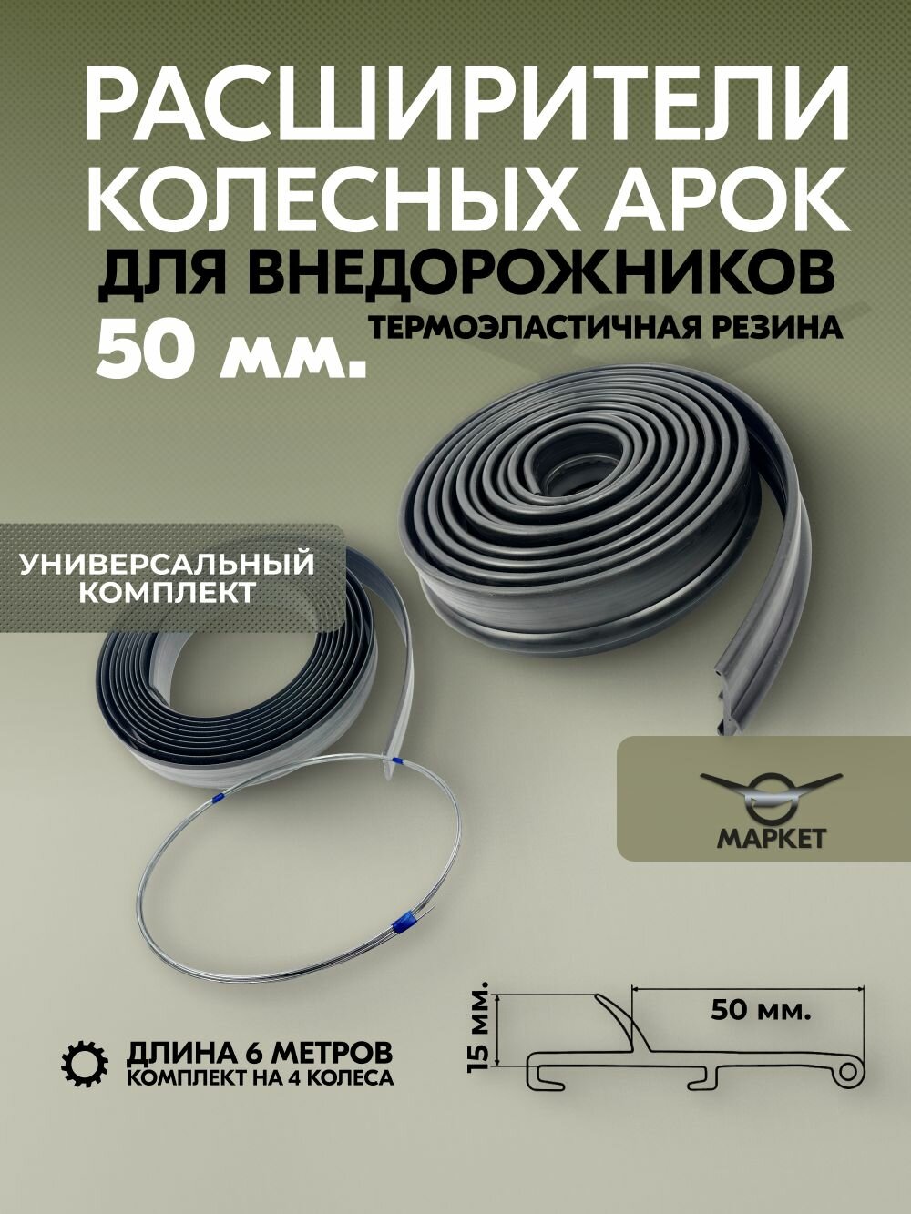 Расширители колесных арок для внедорожников (универсальный комплект) 50 мм.