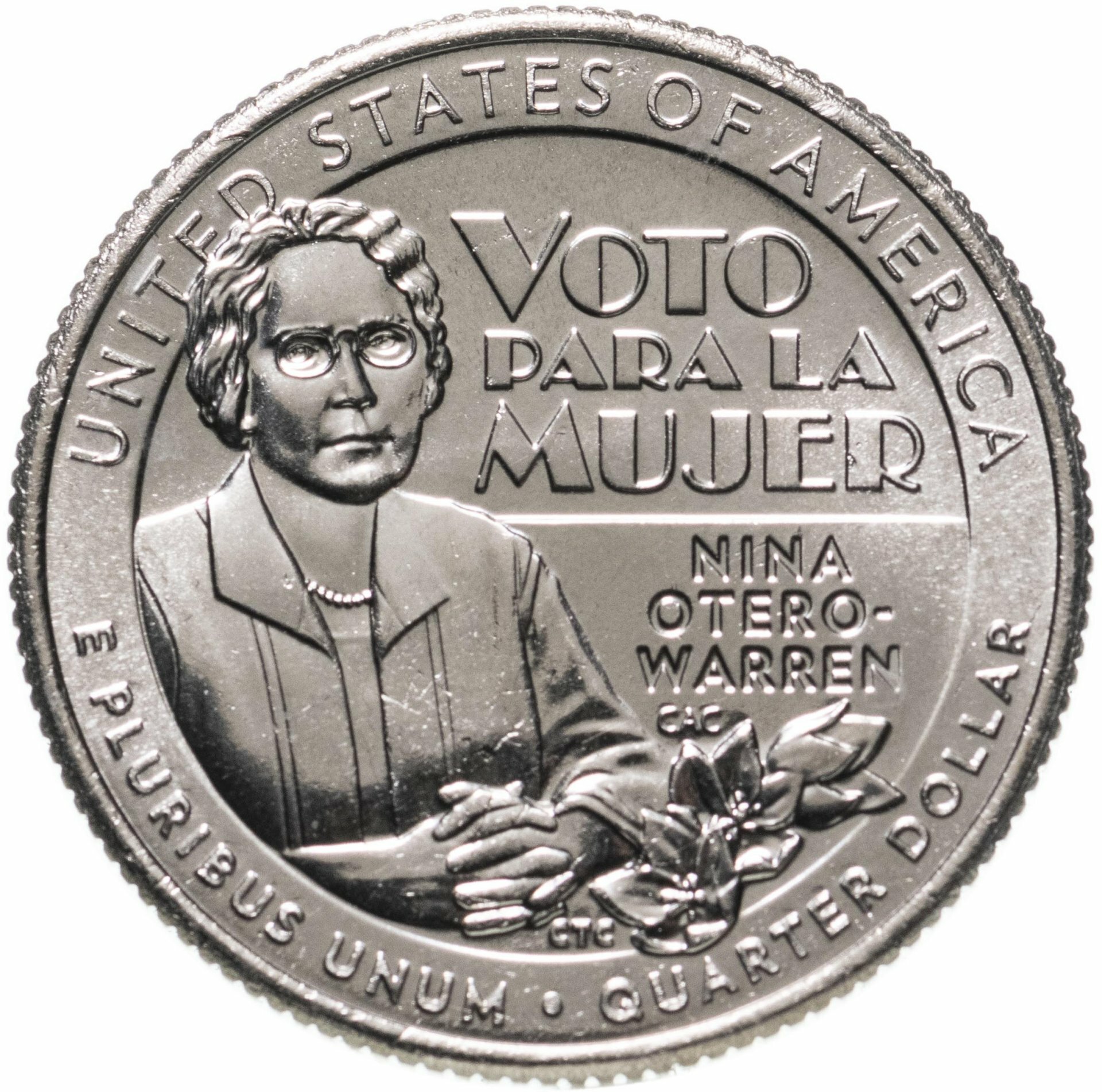 США 1/4 доллара 25 центов, квотер 2022 D Американские женщины - Суфражистка Нина Отеро-Уоррен 4-я, Мельхиор медь-никель, в сохранности UNC