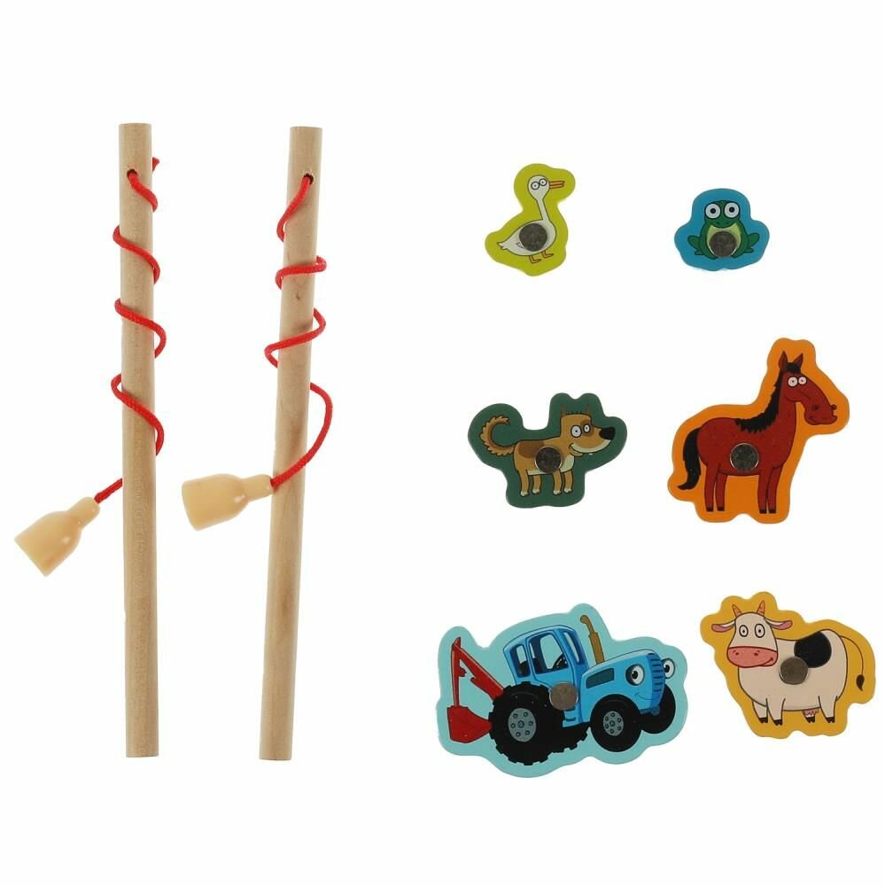 Деревянная игрушка-рыбалка Синий Трактор , Буратино