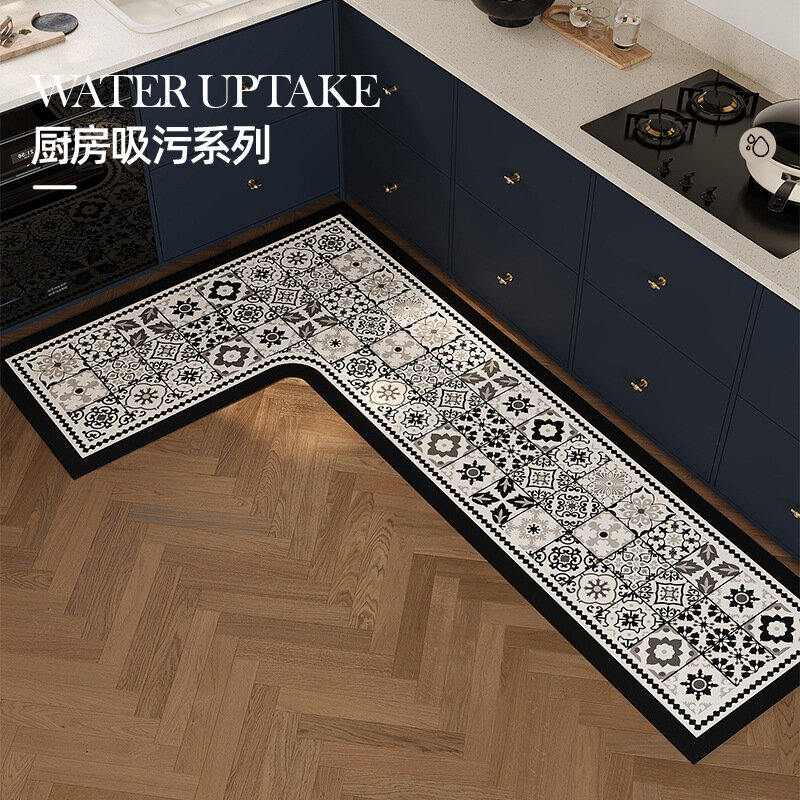 Кухонный коврик для пола, ретро плитка, водопоглощение, быстрое высыхание, нескользящий коврик для ног, устойчивый к грязи, простой в уходе коврик из диатомовой грязи