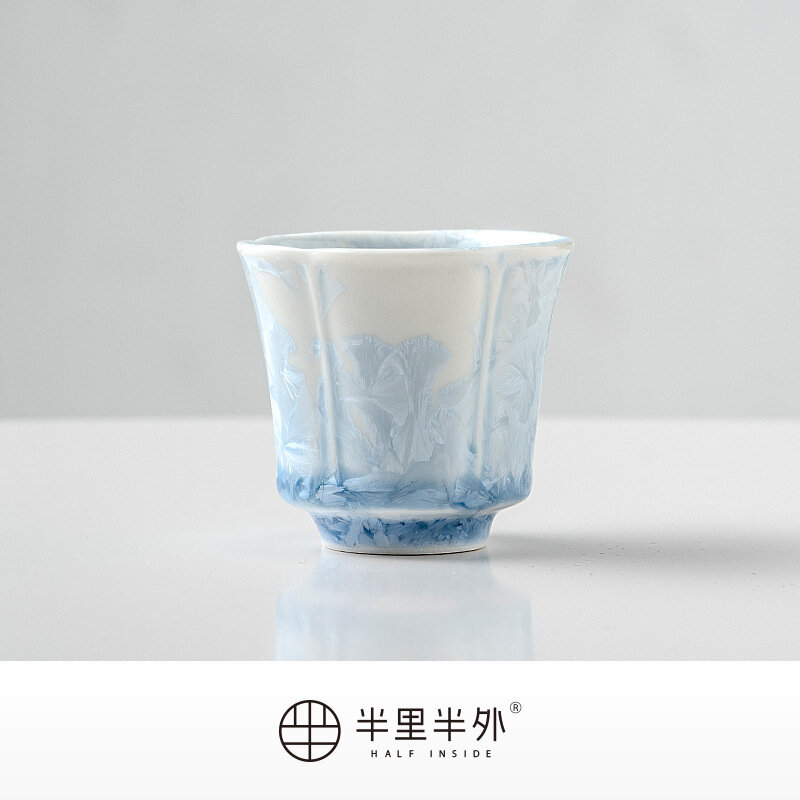 Кристальная глазурь, чашка мастера с цветочным рисунком, одиночная чашка, синяя, личная чайная чашка, керамическая чашка для дегустации, чашка для кунг-фу чая