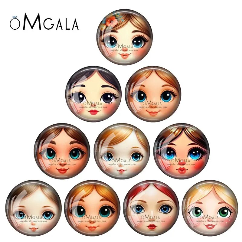 Матрешки стеклянные OMGALA 10шт, 16mm, Mix6