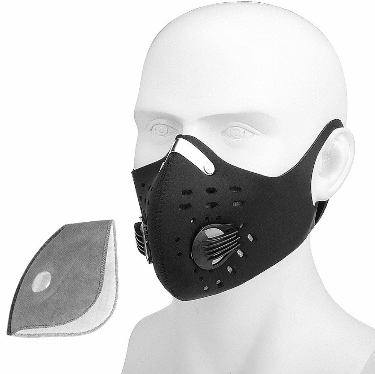 Многоразовая теплая маска MyPads со сменным угольным фильтром, с двумя дыхательными клапанами, степень защиты KN95 защищает, от вирусов коронавирус.