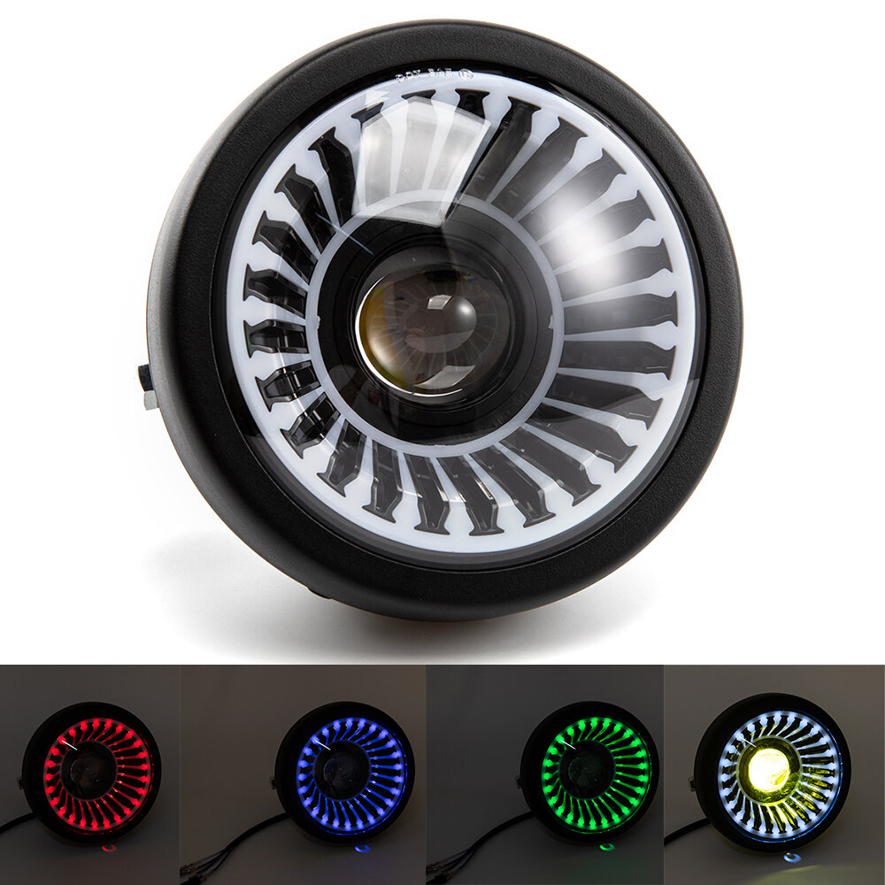 Мотоциклетные 6,5-дюймовые универсальные светодиодные фары RGB, противотуманные фары, дальний ближний свет, круглые мото-фары Halo DRL для Harley Yamha Honda