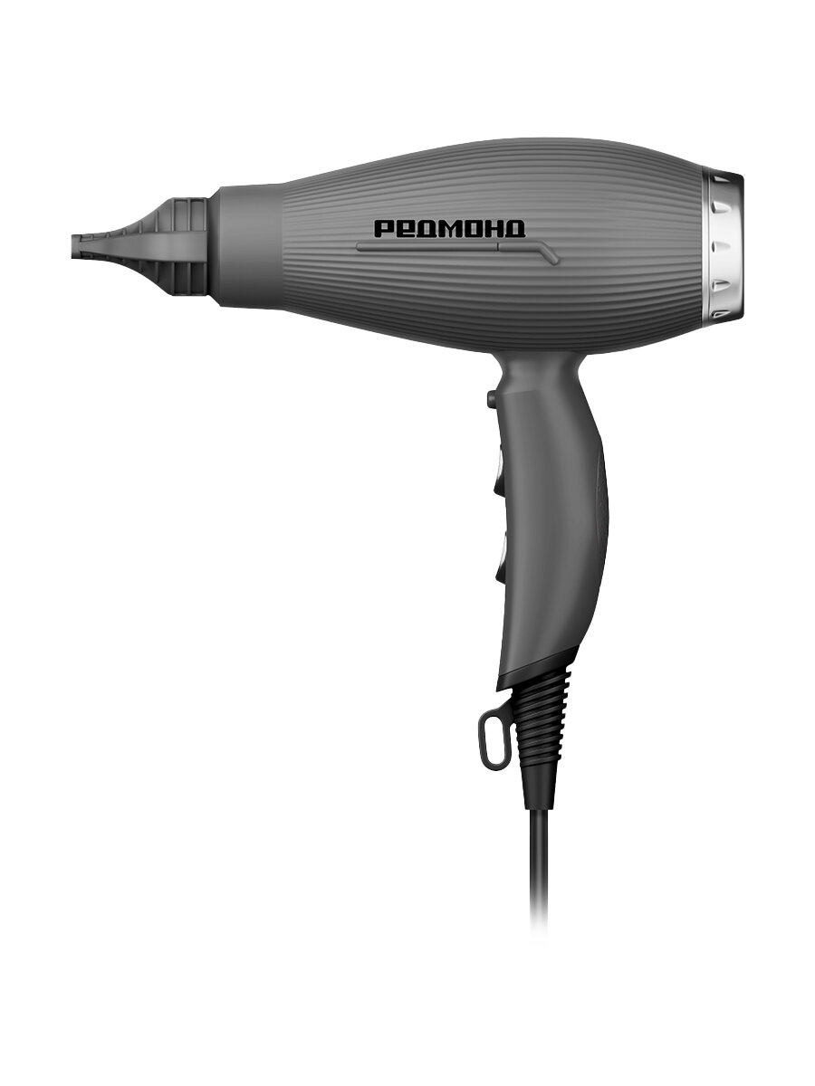 Фен для волос REDMOND HD1704, серый, 2200Вт, 3 температурных режима, 2 насадки