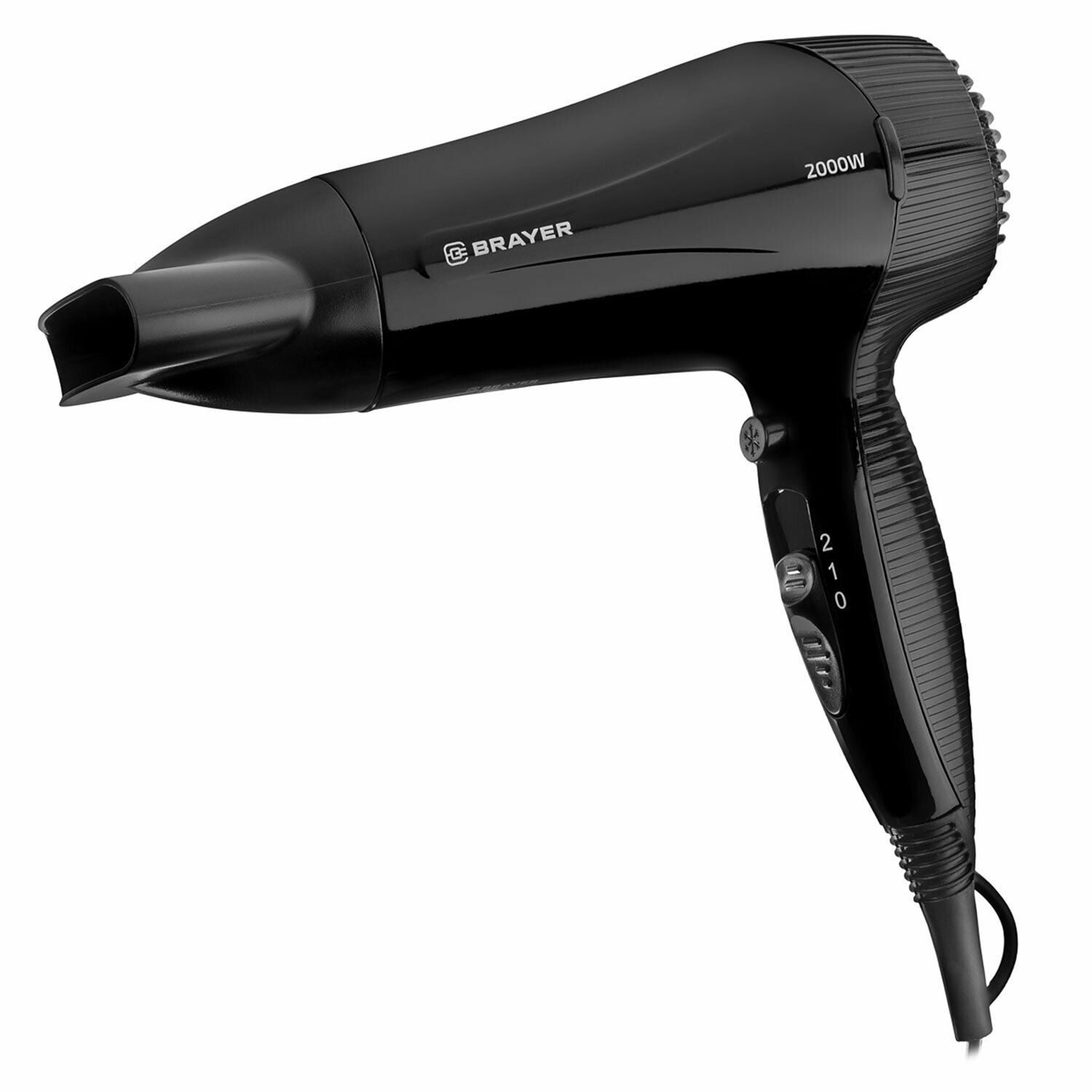 Фен Brayer BR3021BK, цвет черный, 2 скорости, 2 режима нагрева