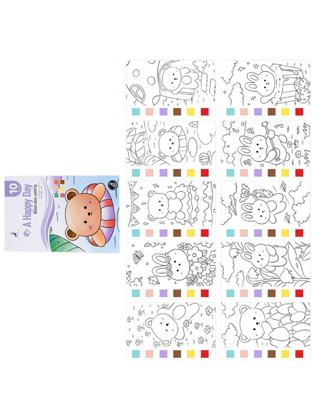 Детский альбом для рисования несколькими темами, книга для рисования акварелью, яркие цвета