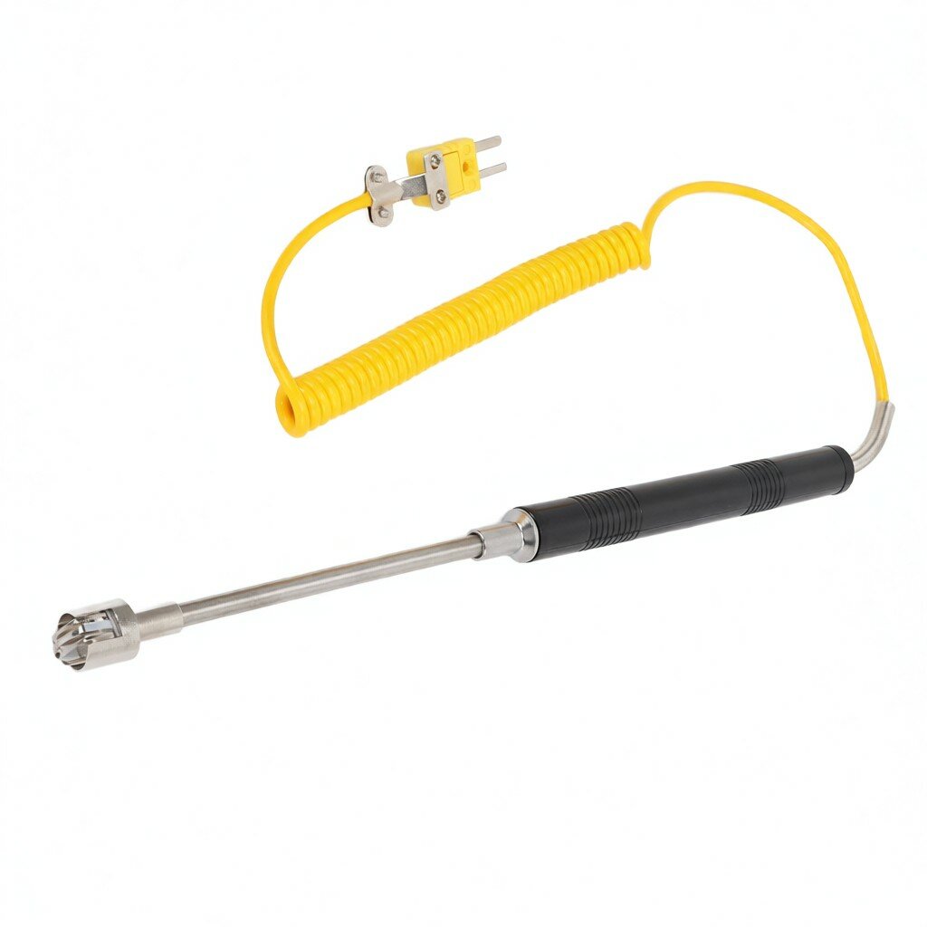 Термопара K Type из жаропрочного стали с изолированной ручкой, прямая и кривая ручка, зонд φ15мм, диапазон температур -50~500℃, время теплового отклика <5с, для измерения температуры газа и жидкости, 1 шт.
