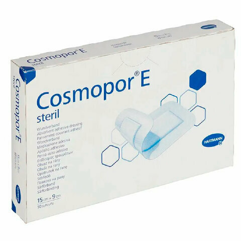 Пластырь-повязка COSMOPOR E STERIL, комплект 10 шт, нетканая основа, 15х9 см, 900899